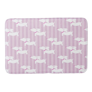 Wiener Dog Bathroom Bath Mats - Pink Stripes or Blue