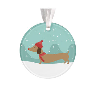 Dachshund Through the Snow Christmas Ornament